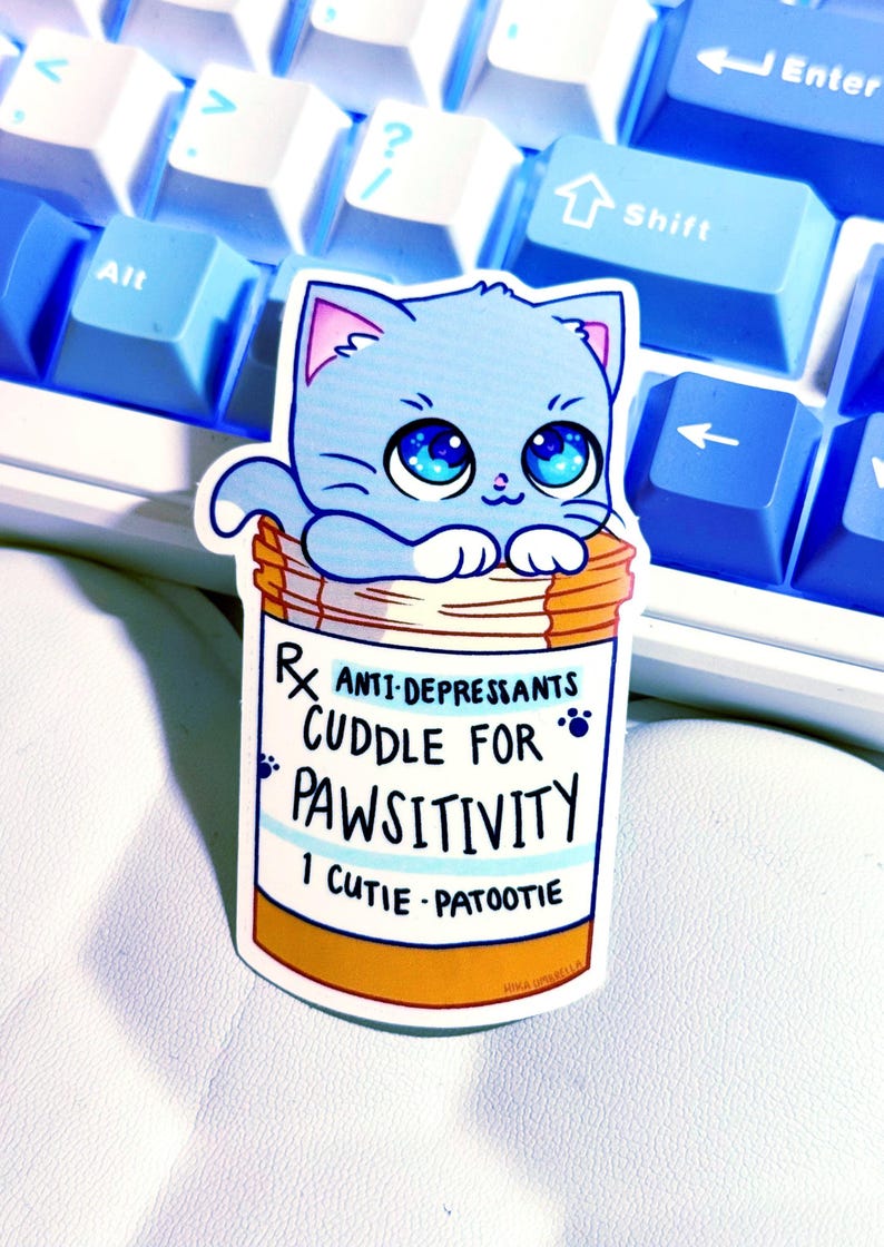 Cute Cat Pawsitivity Pill Bottle Vinyl Sticker (1.8" X 3") - Etsy