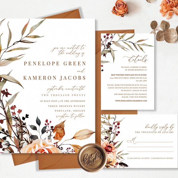 Wedding Invitation Autumn - Etsy