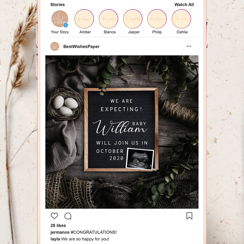 Editable Digital Baby Announcement Digital Pregnancy | Etsy