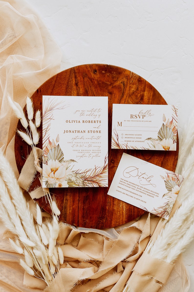 Rea Rustic Burnt Orange Wedding Invitation Template Set | Etsy