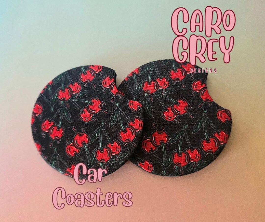 Trippy Cherry Coasters | Dripping Cherry Cup Holder | Cute Alt Car ...