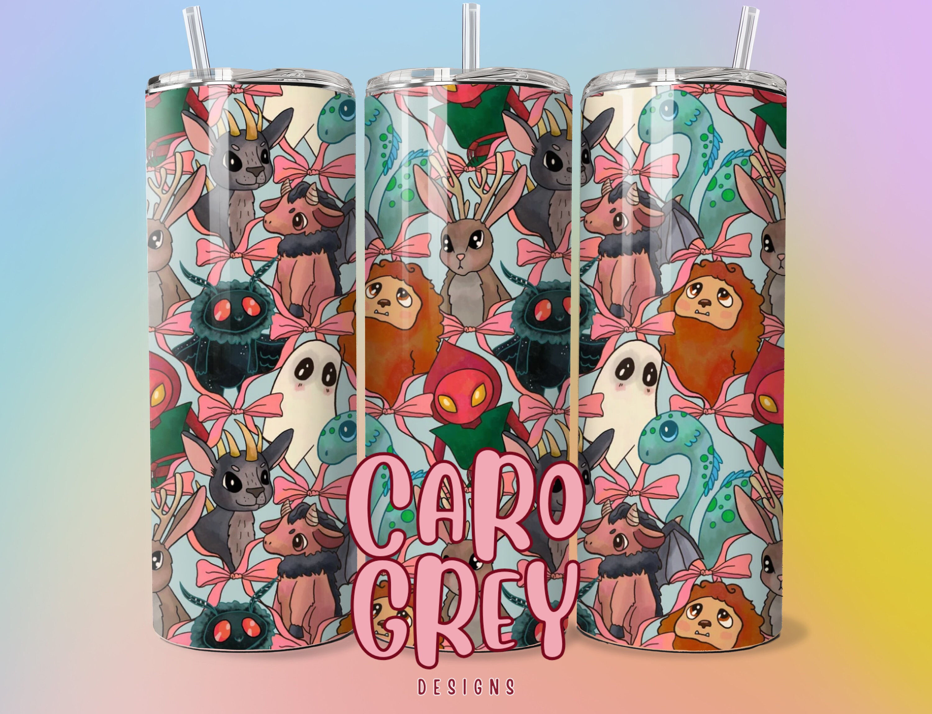 20 Oz Coquette Cryptid Critters Stainless Steel Tumbler| Cute Monster ...