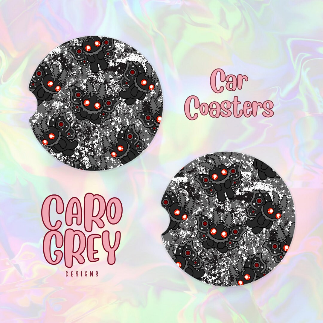 Cute Mothman Car Coasters | Cryptid West Virgina Cup Holder | Spooky ...