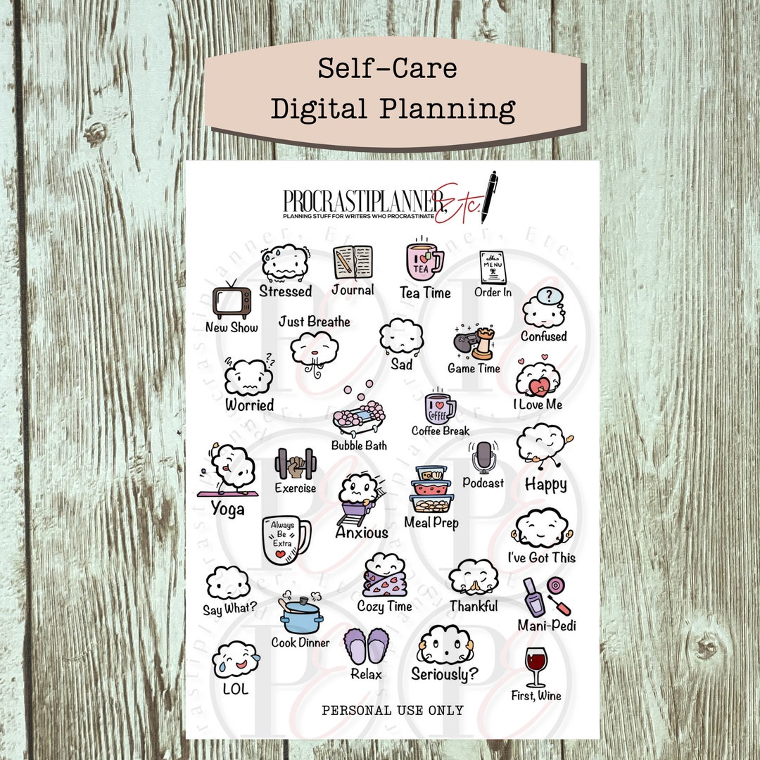 Digital - Self-care Pre-cropped Goodnotes and PNG Digital Planner ...