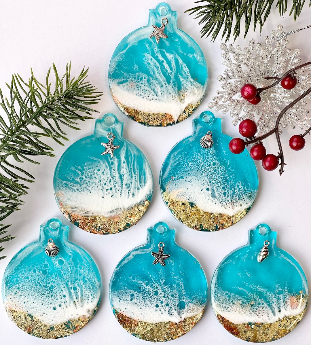 Beachwave Ornaments |ocean Inspired Ornaments | Resin Ornaments, Tree ...
