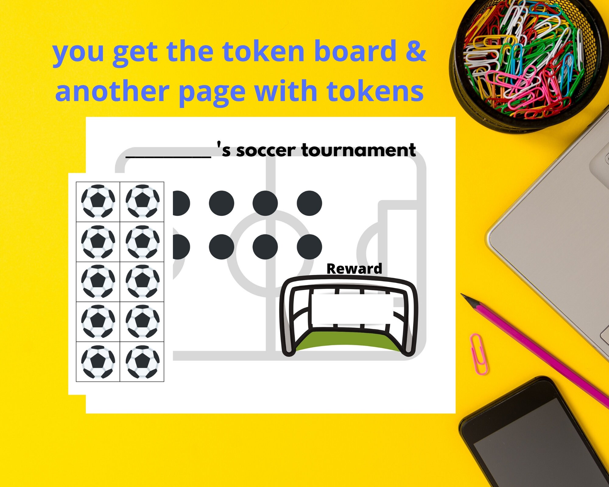 Token Board Printable Soccer Theme Reinforcer Chart for | Etsy