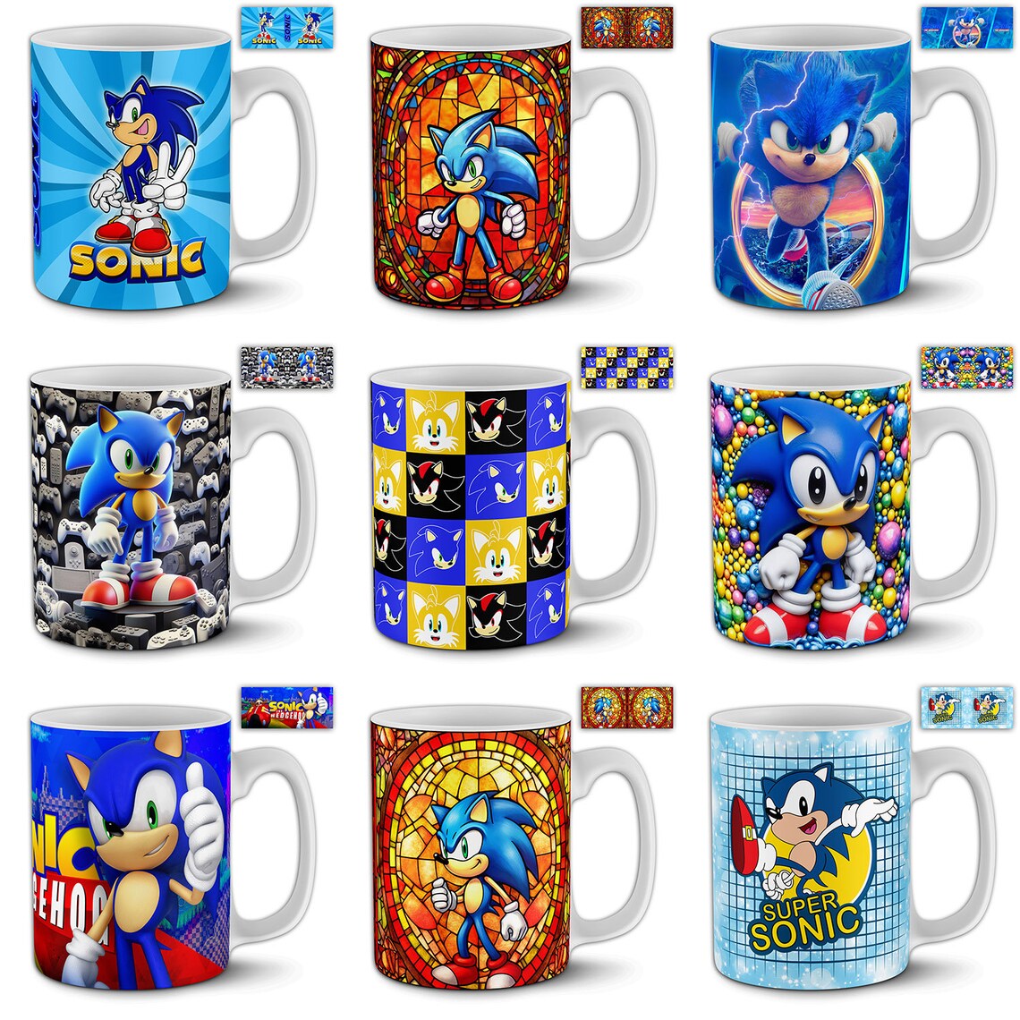 40 Sonic 11oz Mug Designs Bundle. Hedgehog Videogame Sublimation Mug ...