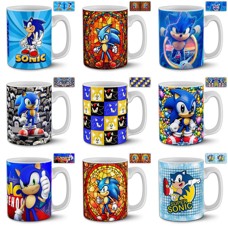 40 Sonic 11oz Mug Designs Bundle. Hedgehog Videogame Sublimation Mug ...