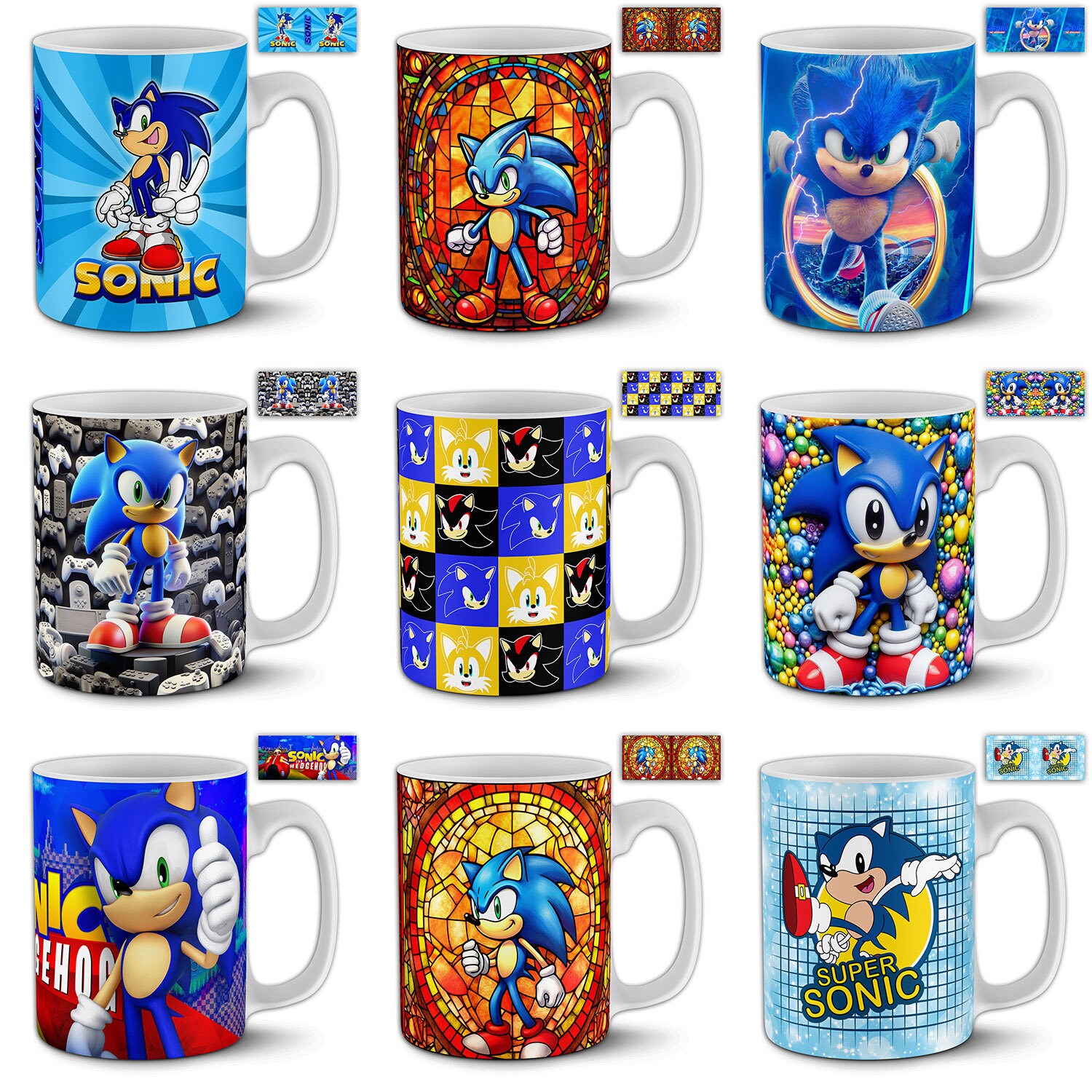 40 Sonic 11oz Mug Designs Bundle. Hedgehog Videogame Sublimation Mug ...