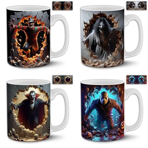 30 Horror 11oz Mug Design Bundle. Halloween PNG Sublimation Mug Wraps ...