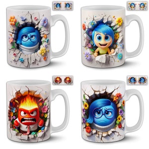 20 Cartoon Emotions 11oz Mug Design Bundle. Inside Out PNG Sublimation ...