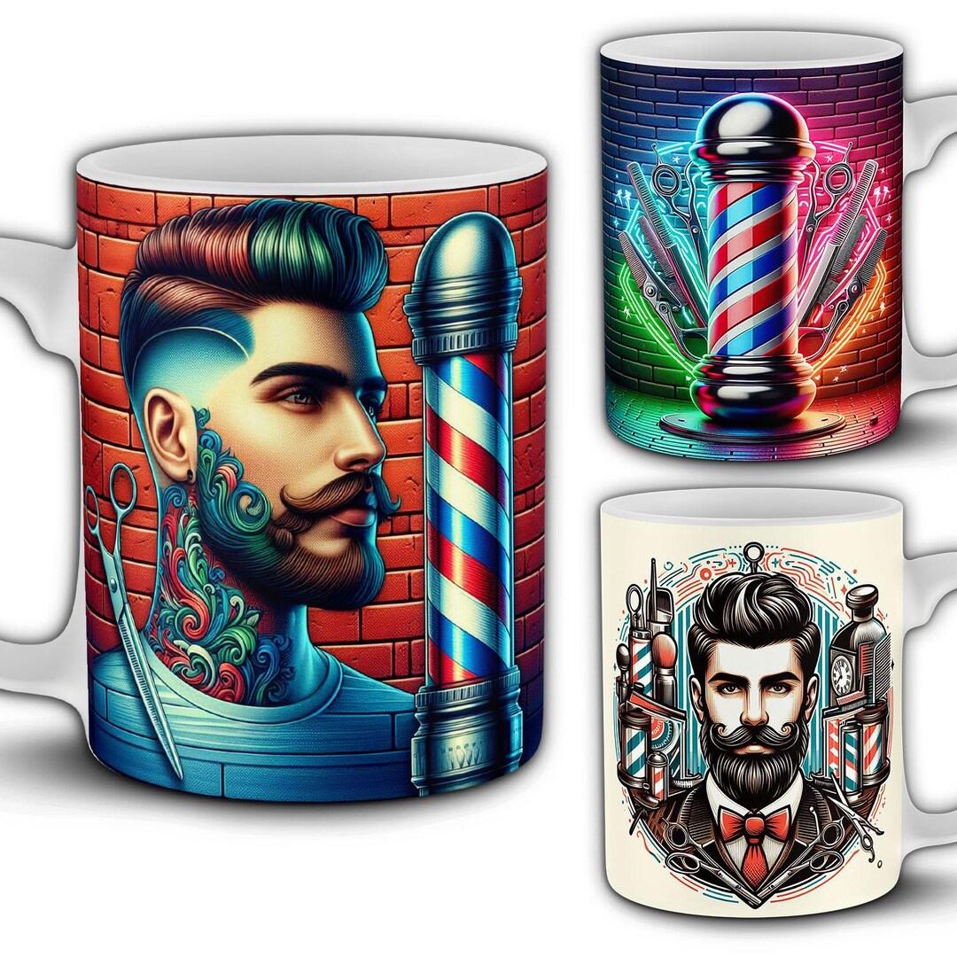 15 Barber 11oz Mug Designs. Barbershop PNG Sublimation Wraps. Barber ...