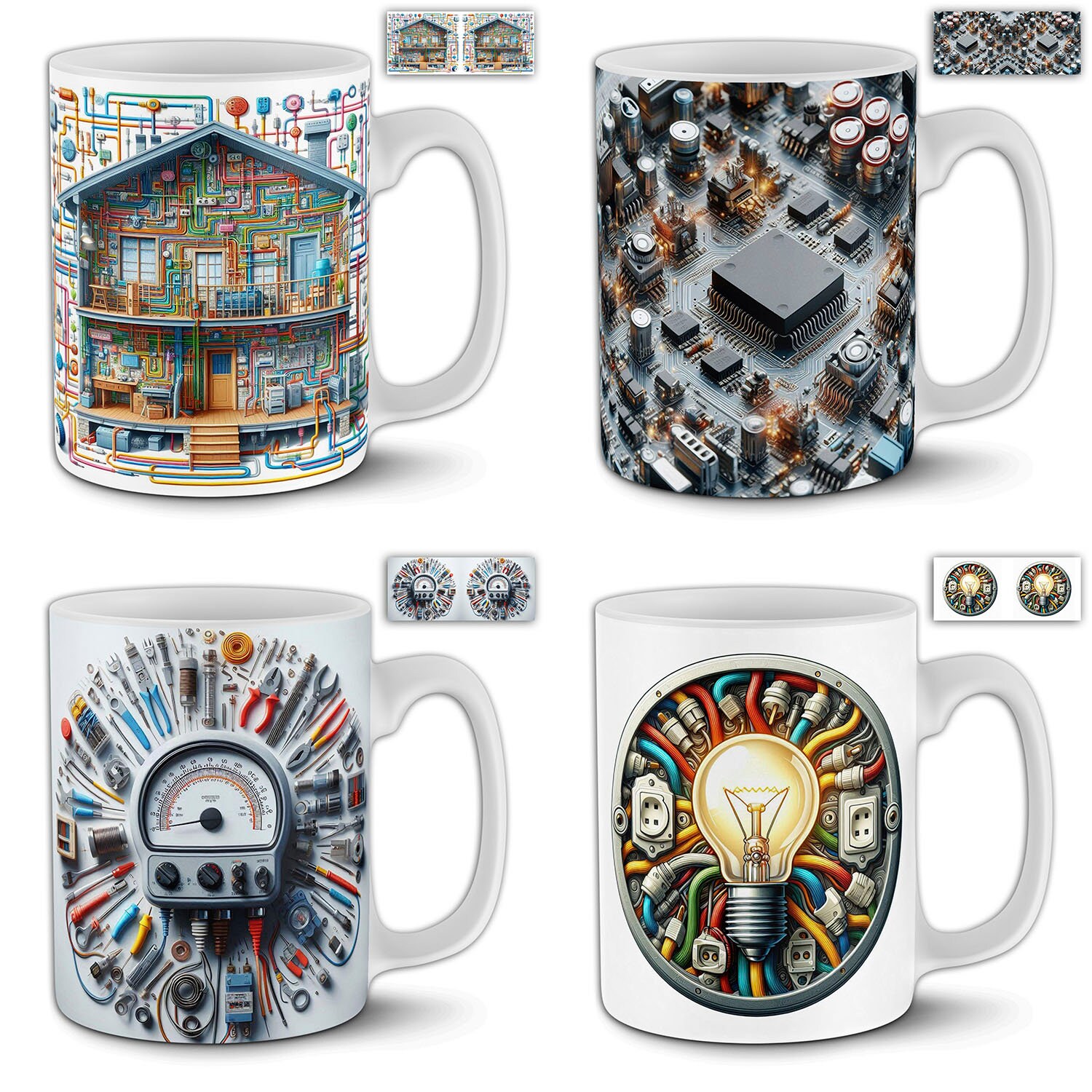 14 3D Electrician 11oz Mug Design Bundle. PNG Sublimation Mug Wraps ...