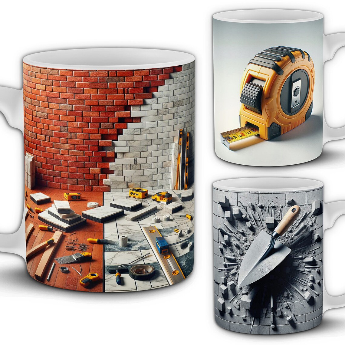 15 Construction Tools Mug Design Bundle. 3D PNG Sublimation 11oz Mug ...