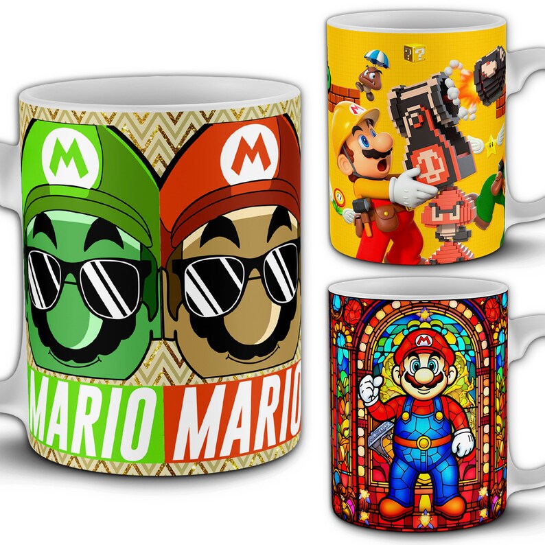 60+ Mario Mug Design Bundle. Super Mario Game PNG 11oz Mug Sublimation ...