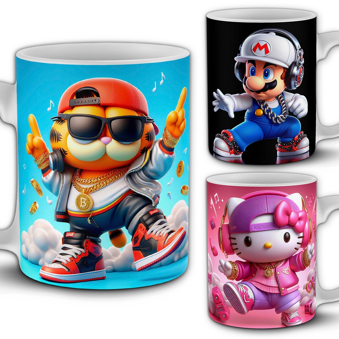 3D Chibi Cartoon Hip Hop Mug Design Bundle. 30 PNG Sublimation Designs ...