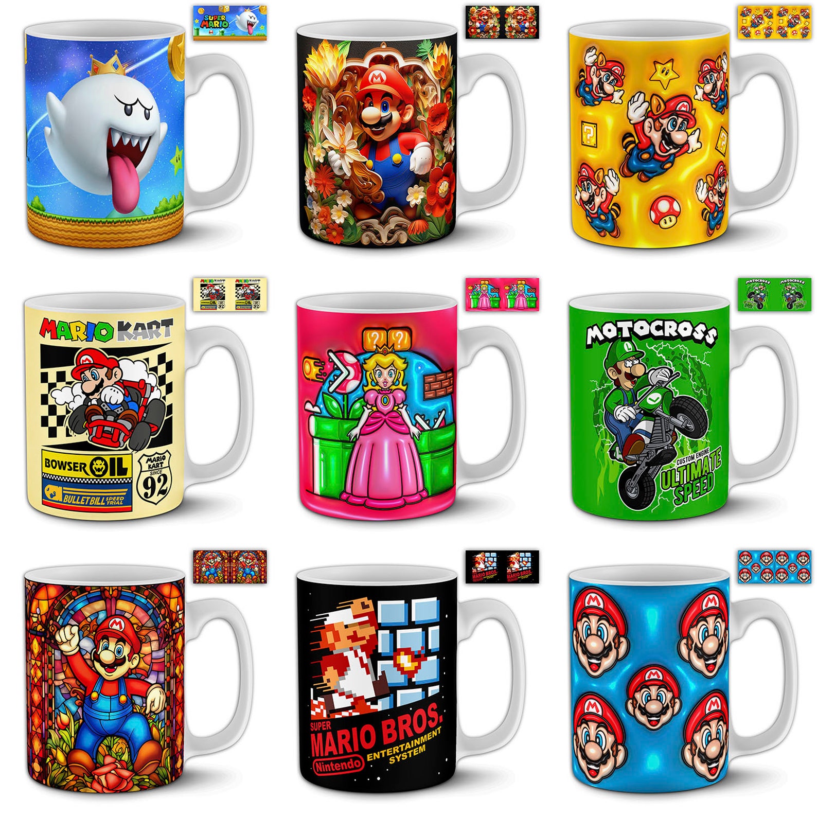 60 Mario Mug Design Bundle. Super Mario Game PNG 11oz Mug Sublimation ...
