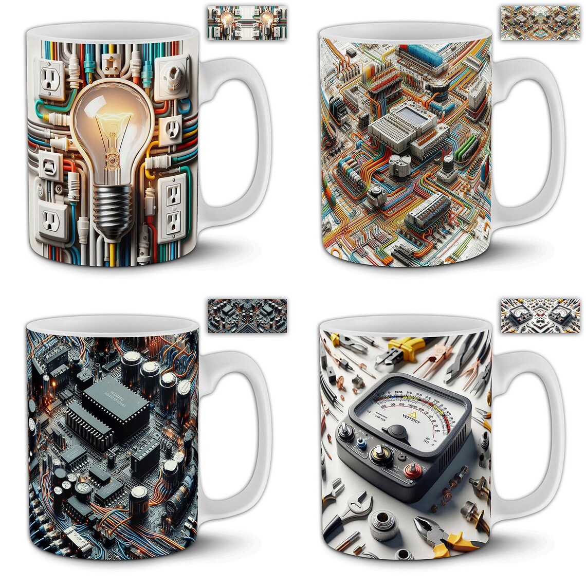14 3D Electrician 11oz Mug Design Bundle. PNG Sublimation Mug Wraps ...