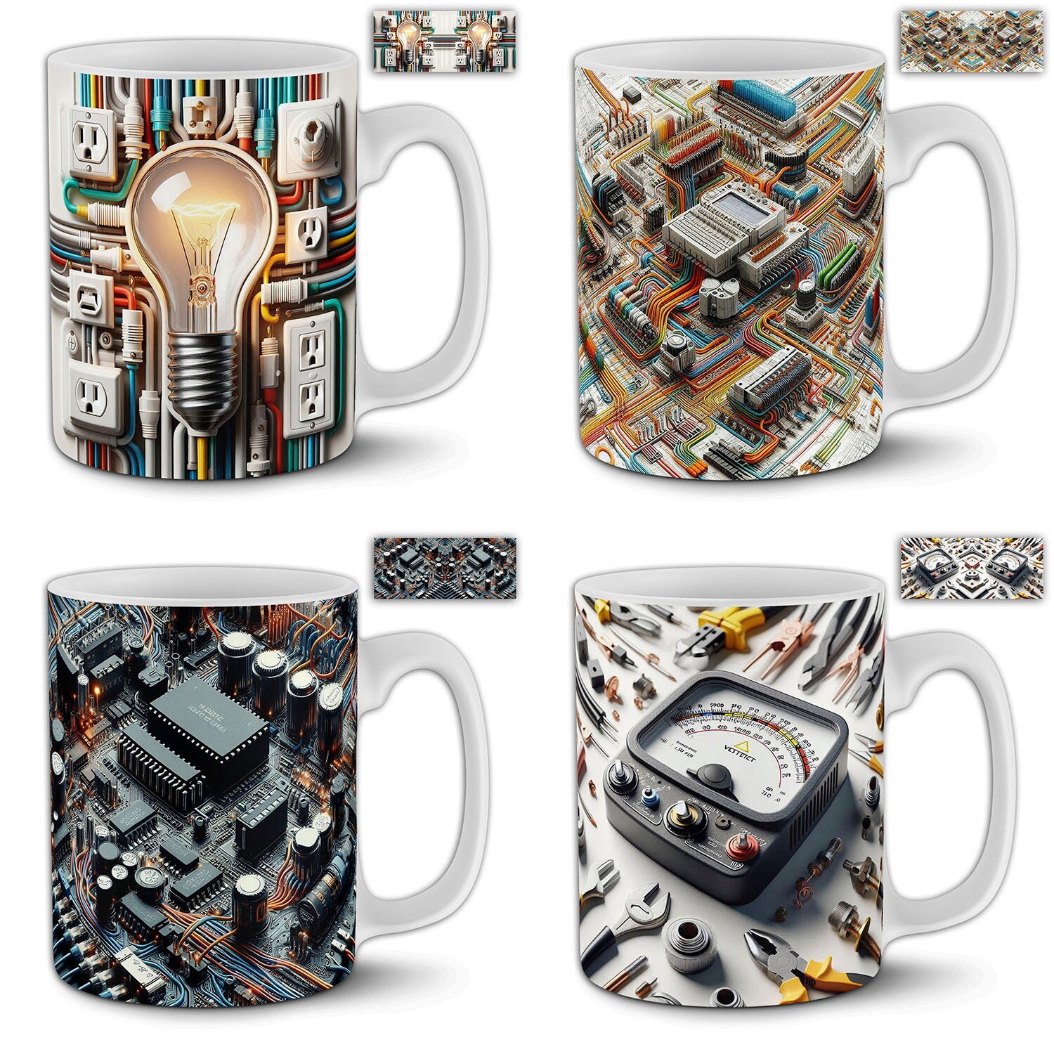 14 3D Electrician 11oz Mug Design Bundle. PNG Sublimation Mug Wraps ...