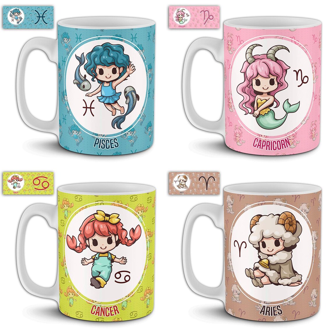 Zodiac Sign 11oz Mug Design Bundle. 12 Astrological Sign PNG ...