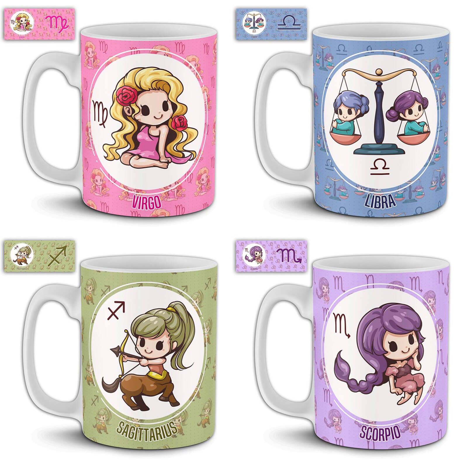Zodiac Sign 11oz Mug Design Bundle. 12 Astrological Sign PNG ...