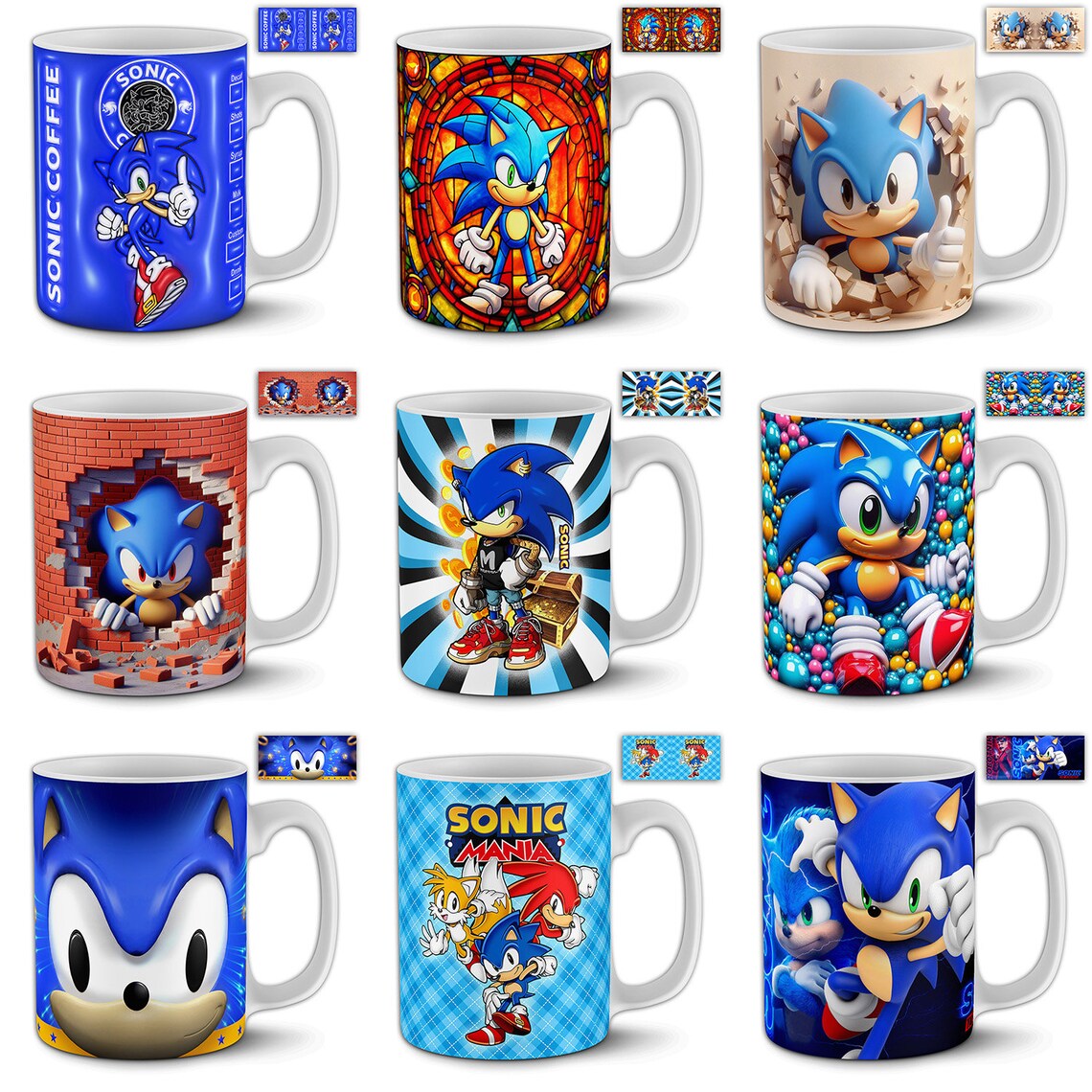 40 Sonic 11oz Mug Designs Bundle. Hedgehog Videogame Sublimation Mug ...