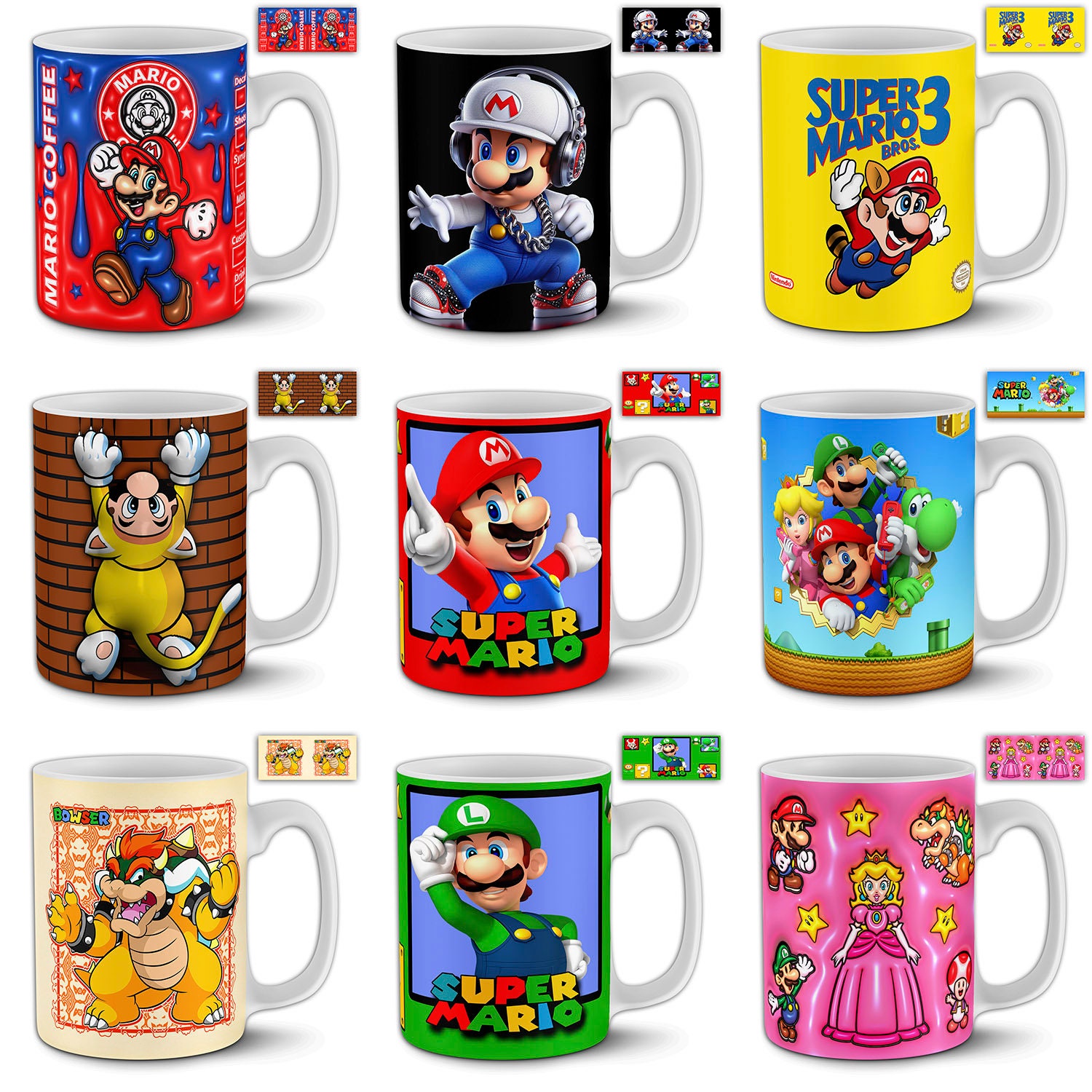 60+ Mario Mug Design Bundle. Super Mario Game PNG 11oz Mug Sublimation ...