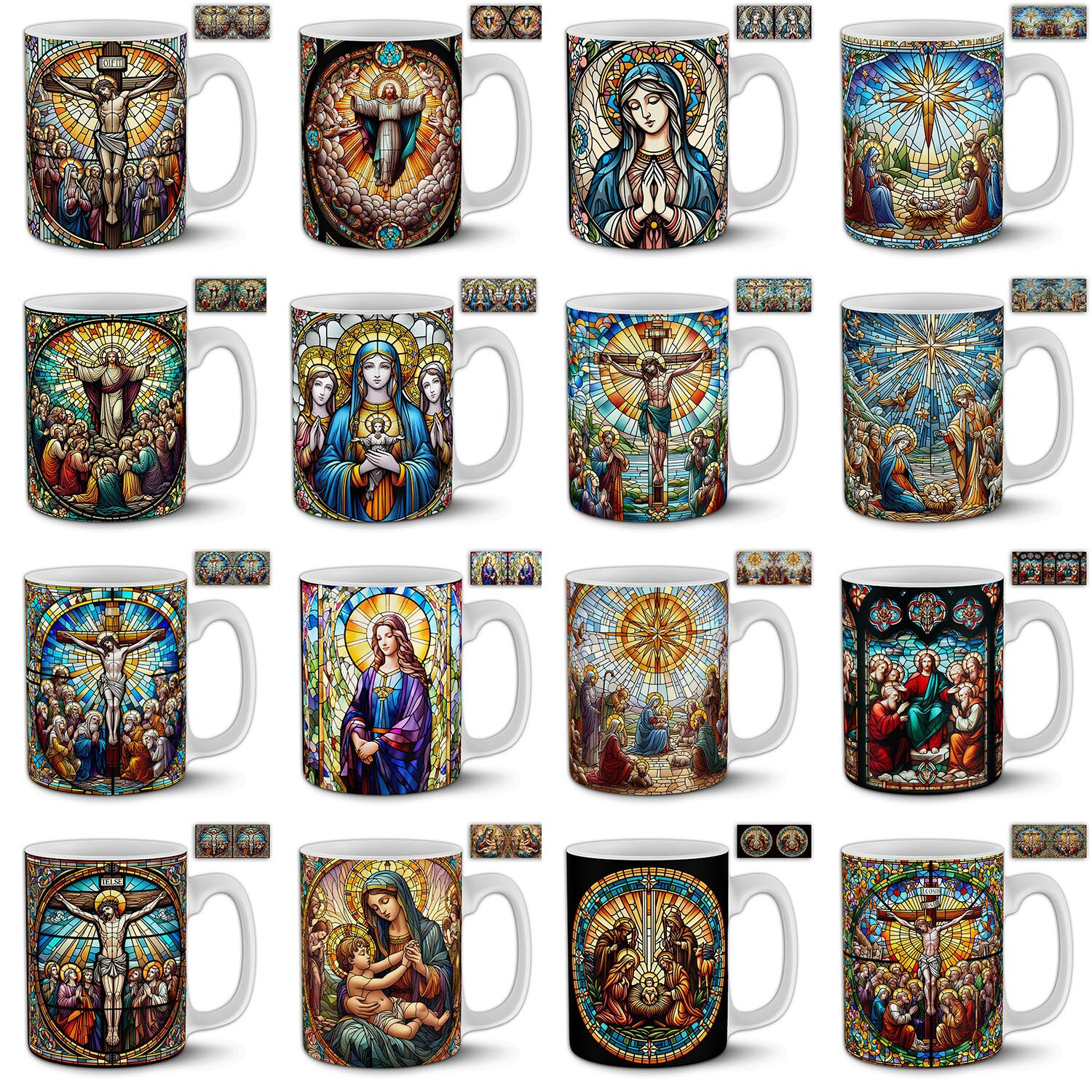 100 Christian Catholic Stained Glass Mug Design Bundle. 11oz Mug ...