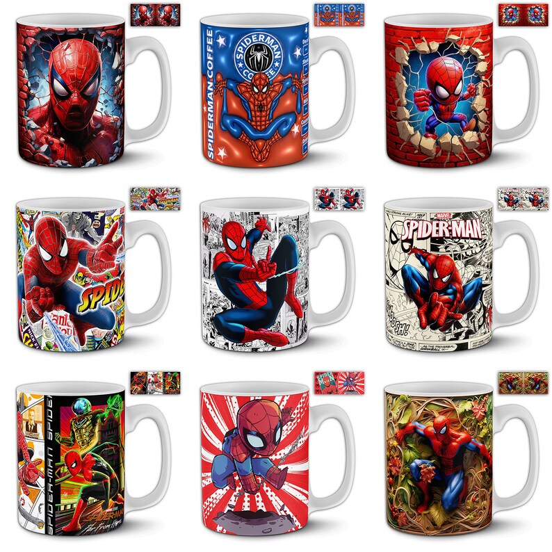50+ Spiderman Mug Design Bundle. Superhero 11oz Mug Sublimation Designs ...