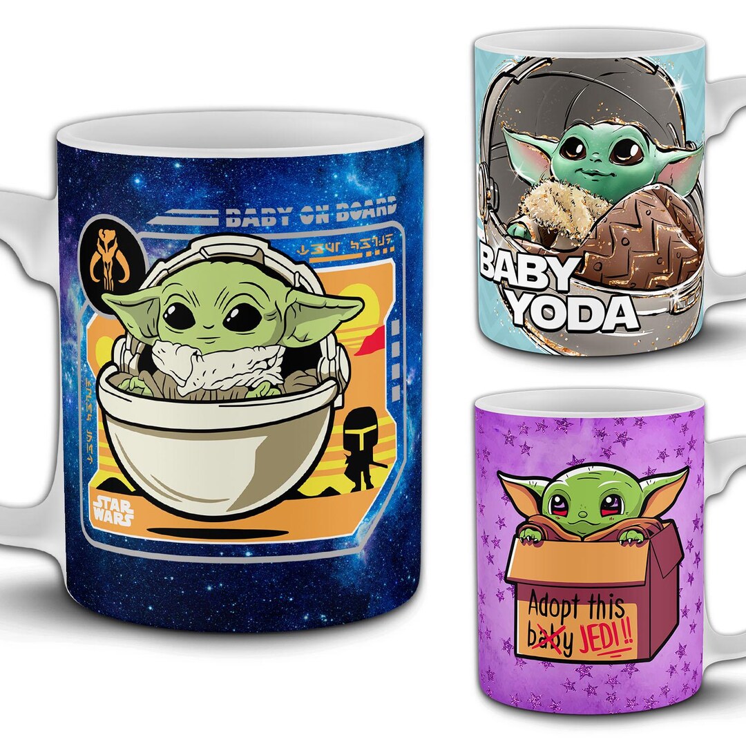 16 Baby Yoda 11oz Mug Designs. Grogu PNG Sublimation Wraps Bundle. Cute ...