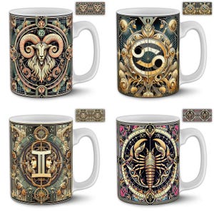 Zodiac Sign 11oz Mug Design Bundle. 24 Astrological Sign PNG ...