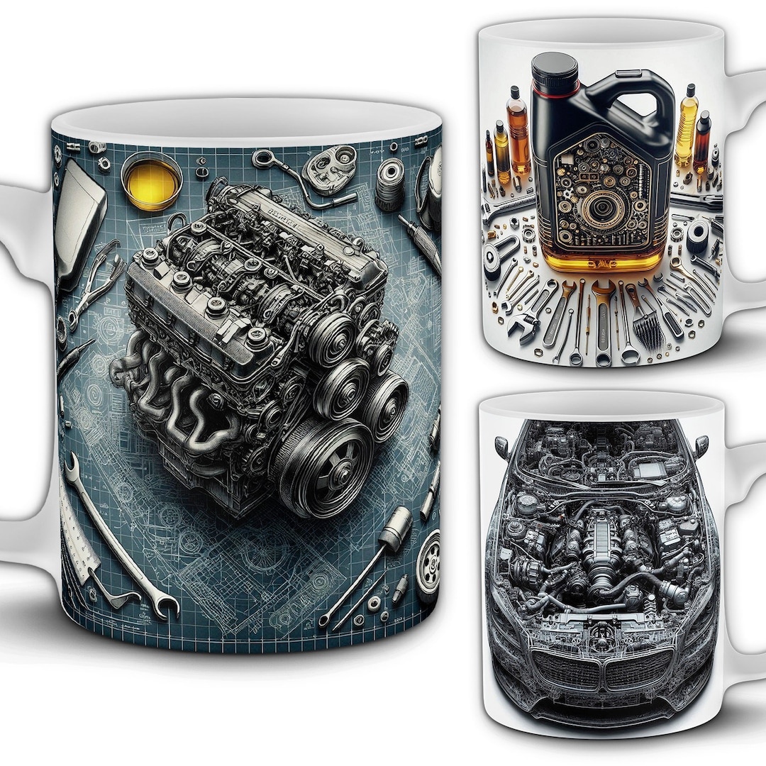15 3D Car Mechanic 11oz Mug Design Bundle. PNG Sublimation Mug Wraps ...