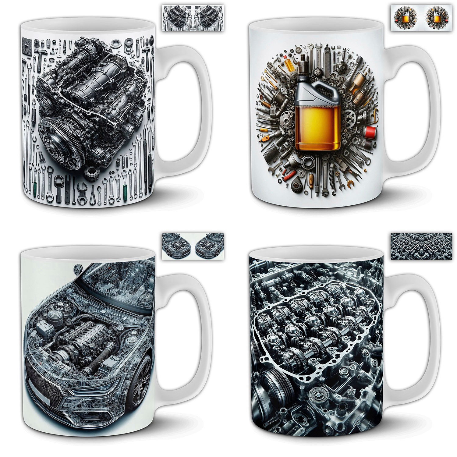 15 3D Car Mechanic 11oz Mug Design Bundle. PNG Sublimation Mug Wraps ...