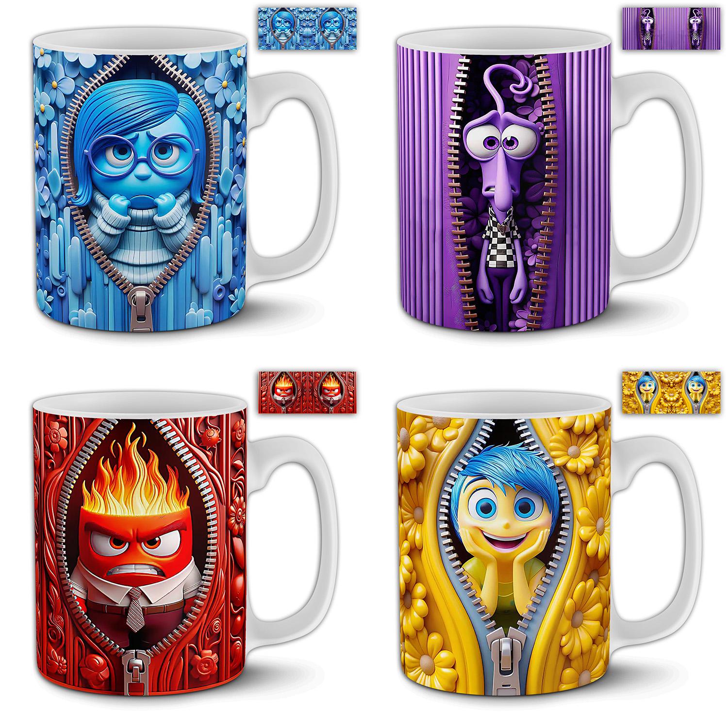 3D Cartoon Emotions 11oz Mug Design Bundle. 9 PNG Sublimation Mug Wraps ...