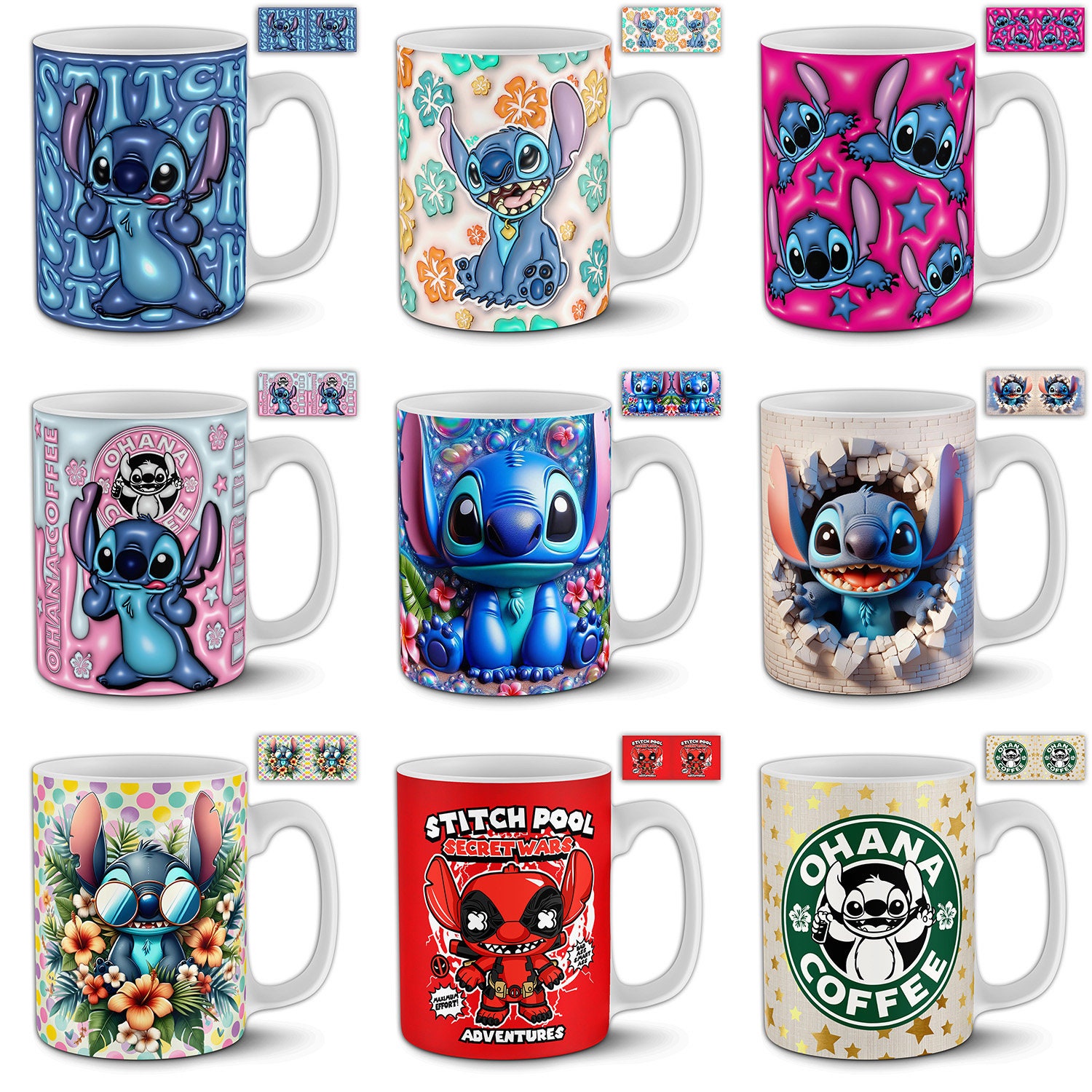 50 Cartoon Stitch 11oz Mug Design Bundle. PNG Sublimation Designs Pack ...