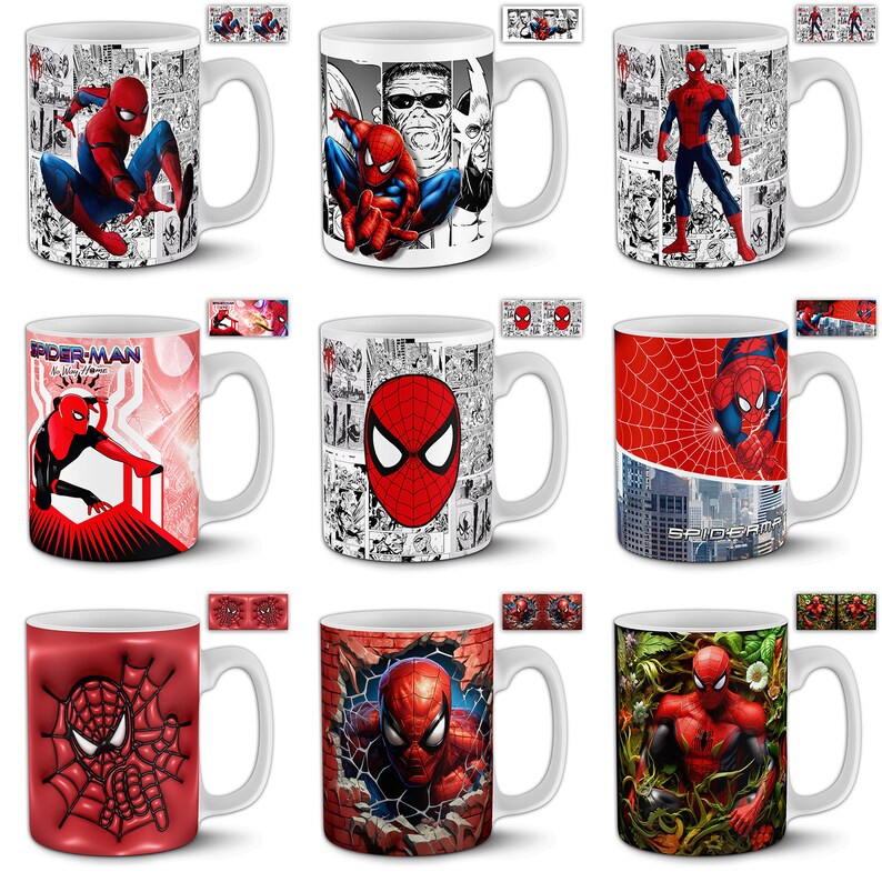 50+ Spiderman Mug Design Bundle. Superhero 11oz Mug Sublimation Designs ...