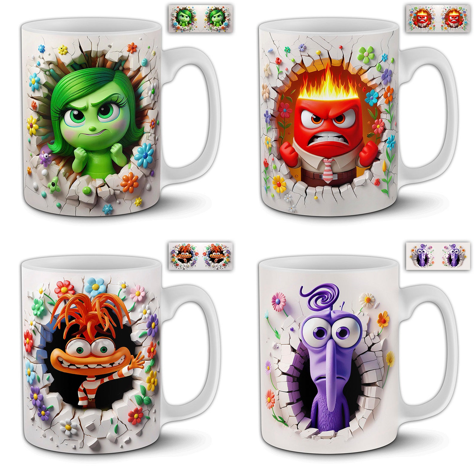 20 Cartoon Emotions 11oz Mug Design Bundle. Inside Out PNG Sublimation ...