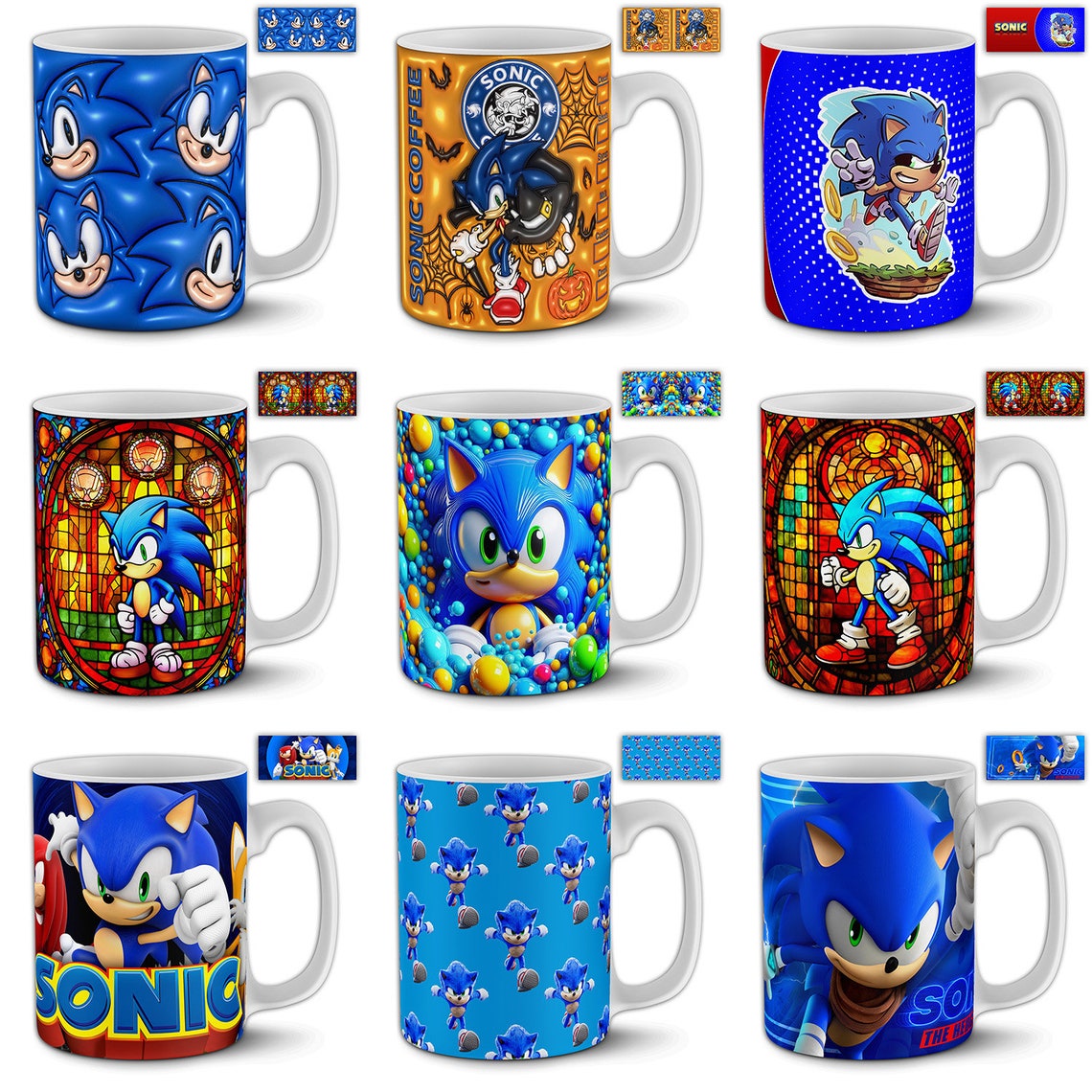 40 Sonic 11oz Mug Designs Bundle. Hedgehog Videogame Sublimation Mug ...