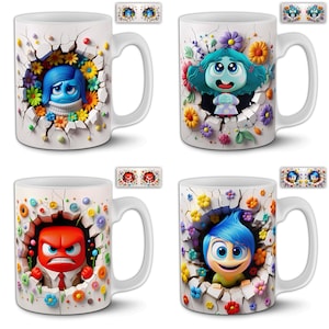 20 Cartoon Emotions 11oz Mug Design Bundle. Inside Out PNG Sublimation ...