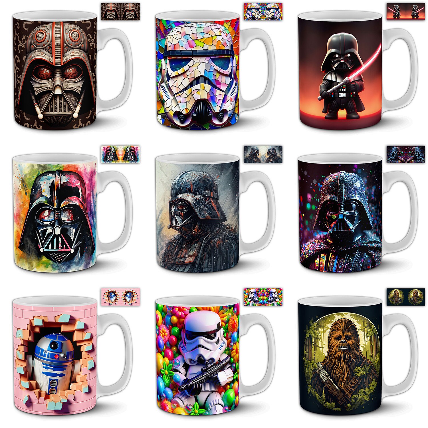 70 3D Star Wars 11oz Mug Design Bundle. PNG Sublimation Pack. Mug Wraps ...