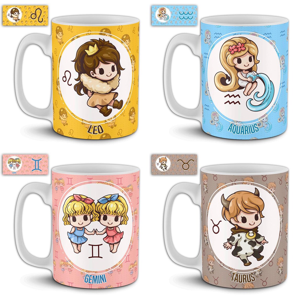 Zodiac Sign 11oz Mug Design Bundle. 12 Astrological Sign PNG ...