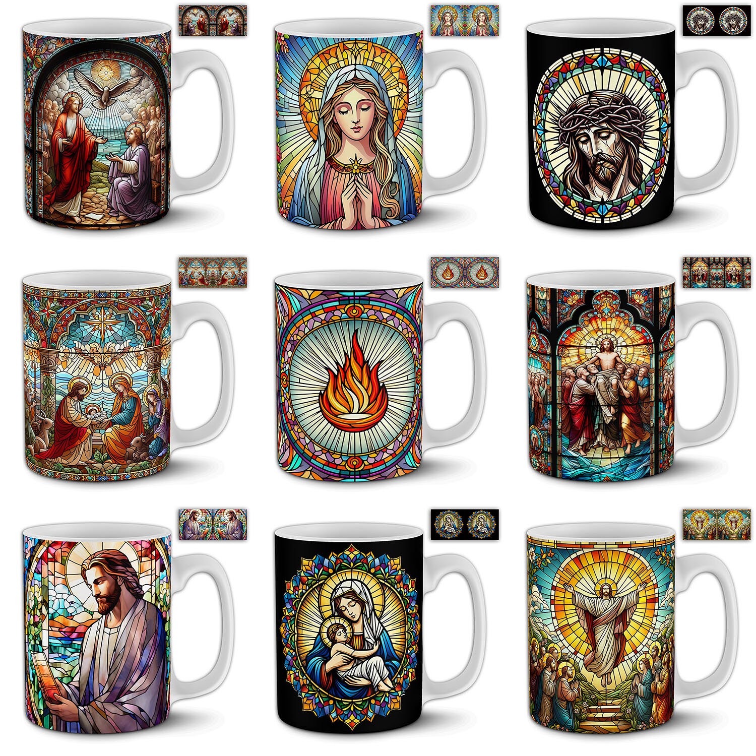 100 Christian Catholic Stained Glass Mug Design Bundle. 11oz Mug ...