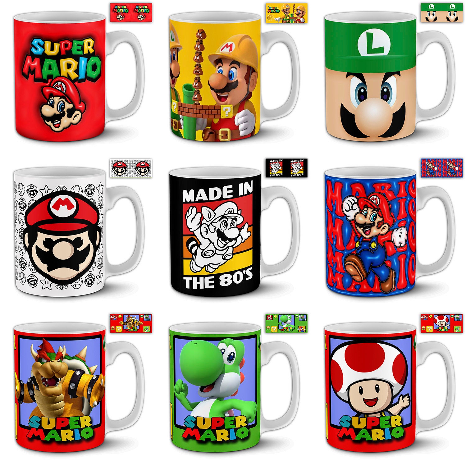 60 Mario Mug Design Bundle. Super Mario Game PNG 11oz Mug Sublimation ...