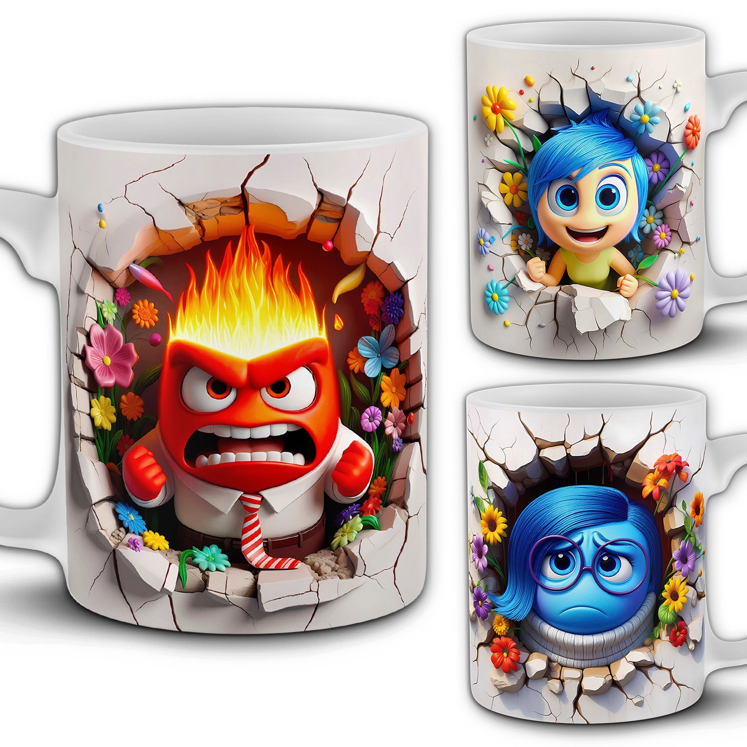 20 Cartoon Emotions 11oz Mug Design Bundle. Inside Out PNG Sublimation ...