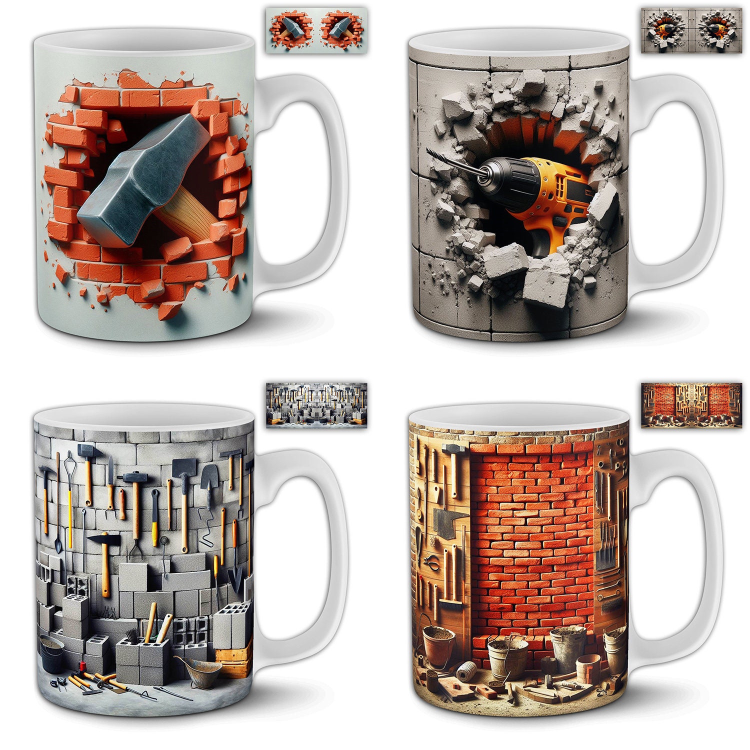 15 Construction Tools Mug Design Bundle. 3D PNG Sublimation 11oz Mug ...