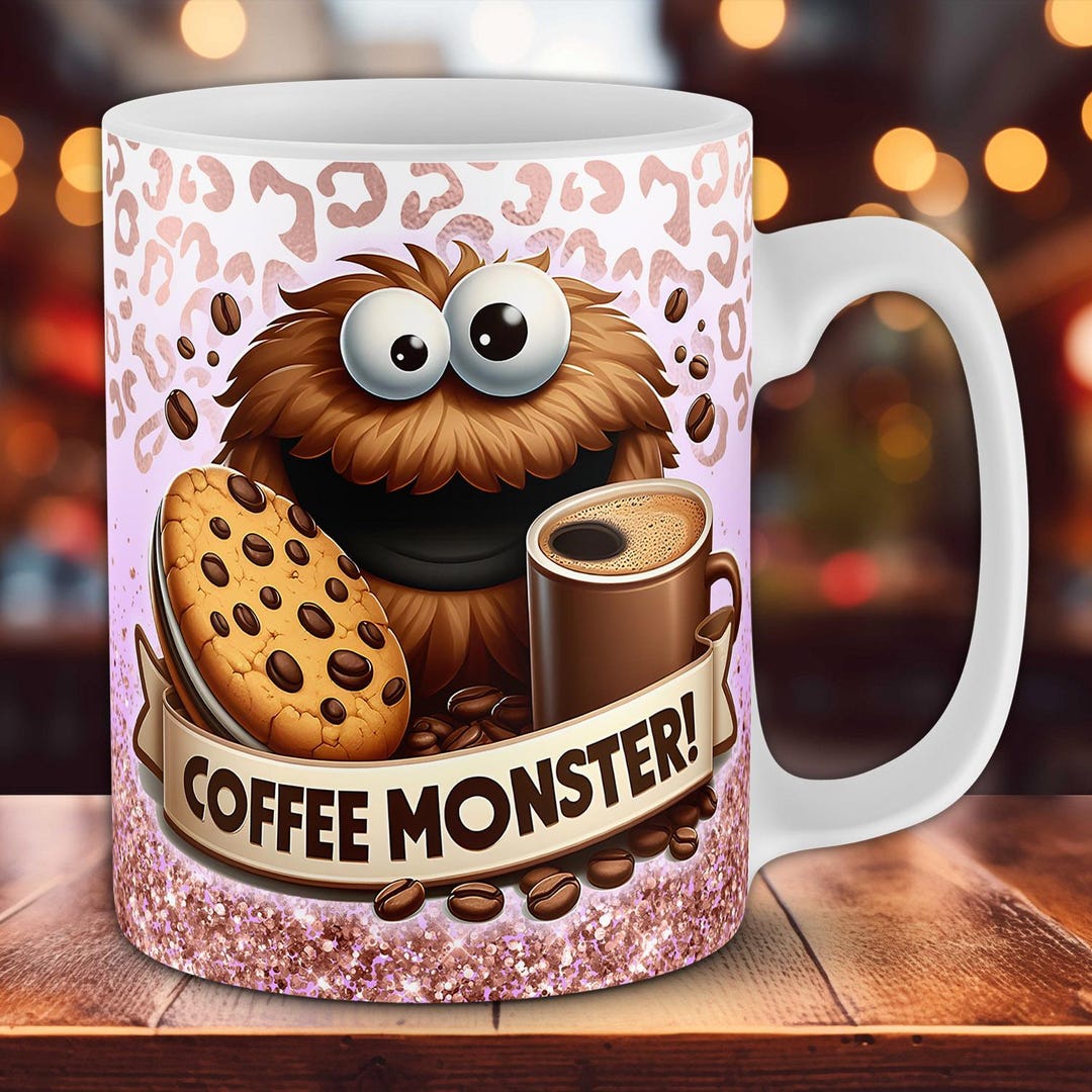 Coffee Monster Mug Designs - Cute Cartoon Monster Sublimation Wraps ...