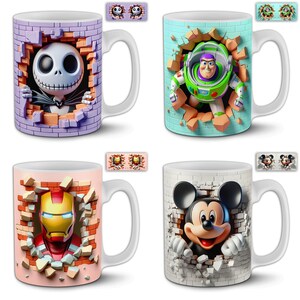 40 Cartoon 3D Broken Wall 11oz Mug Design Bundle. PNG Sublimation Mug ...