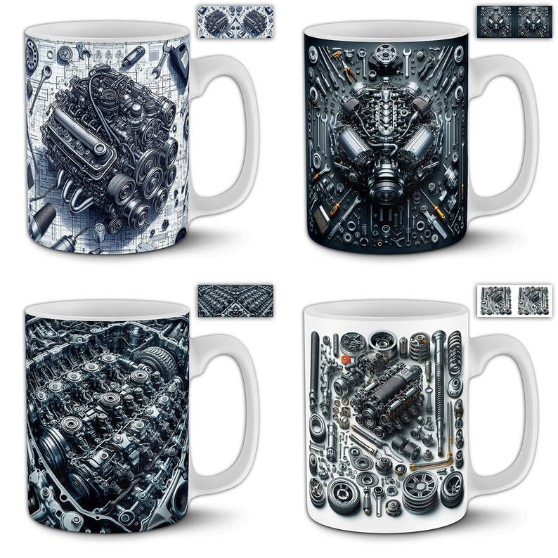 15 3D Car Mechanic 11oz Mug Design Bundle. PNG Sublimation Mug Wraps ...