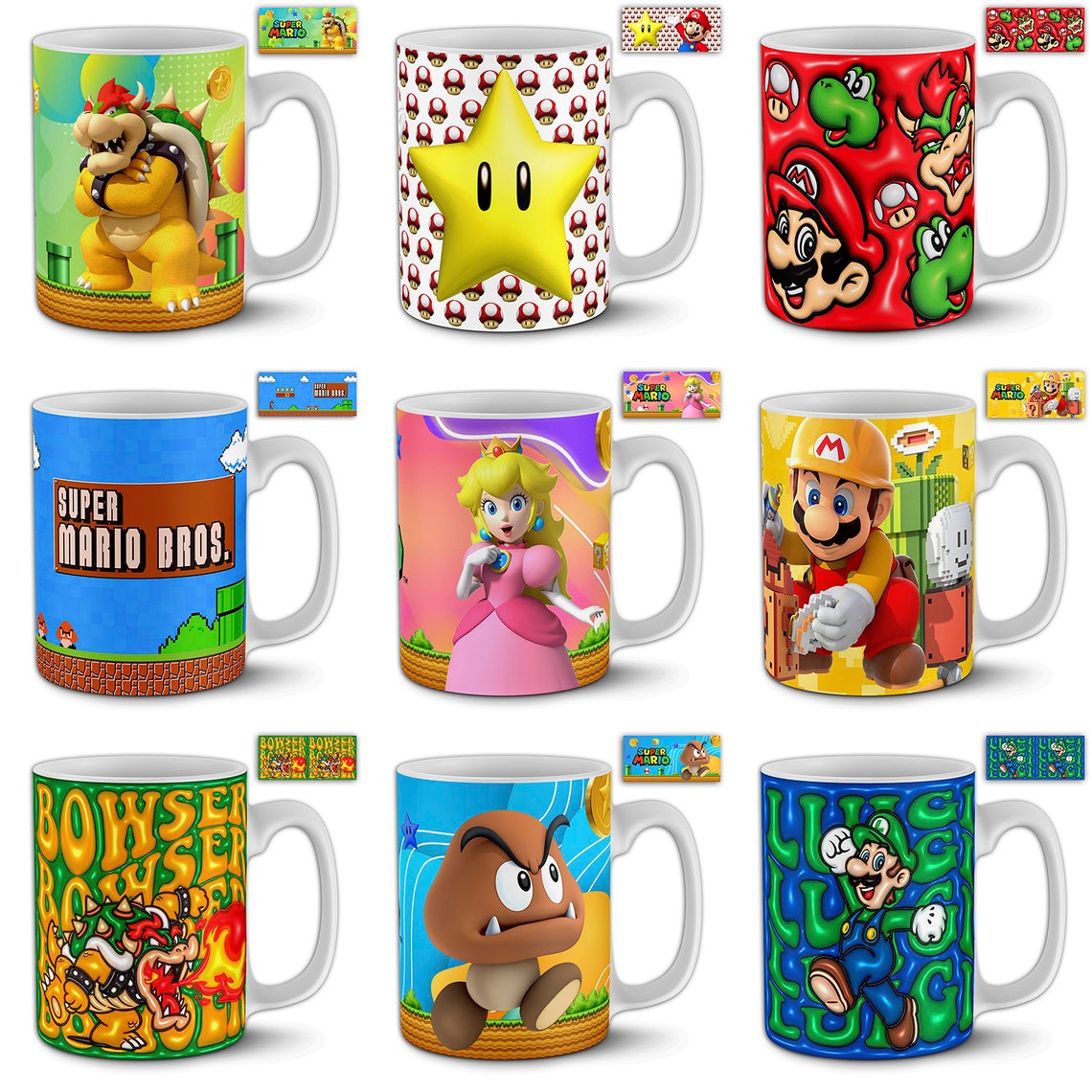 60 Mario Mug Design Bundle. Super Mario Game PNG 11oz Mug Sublimation ...