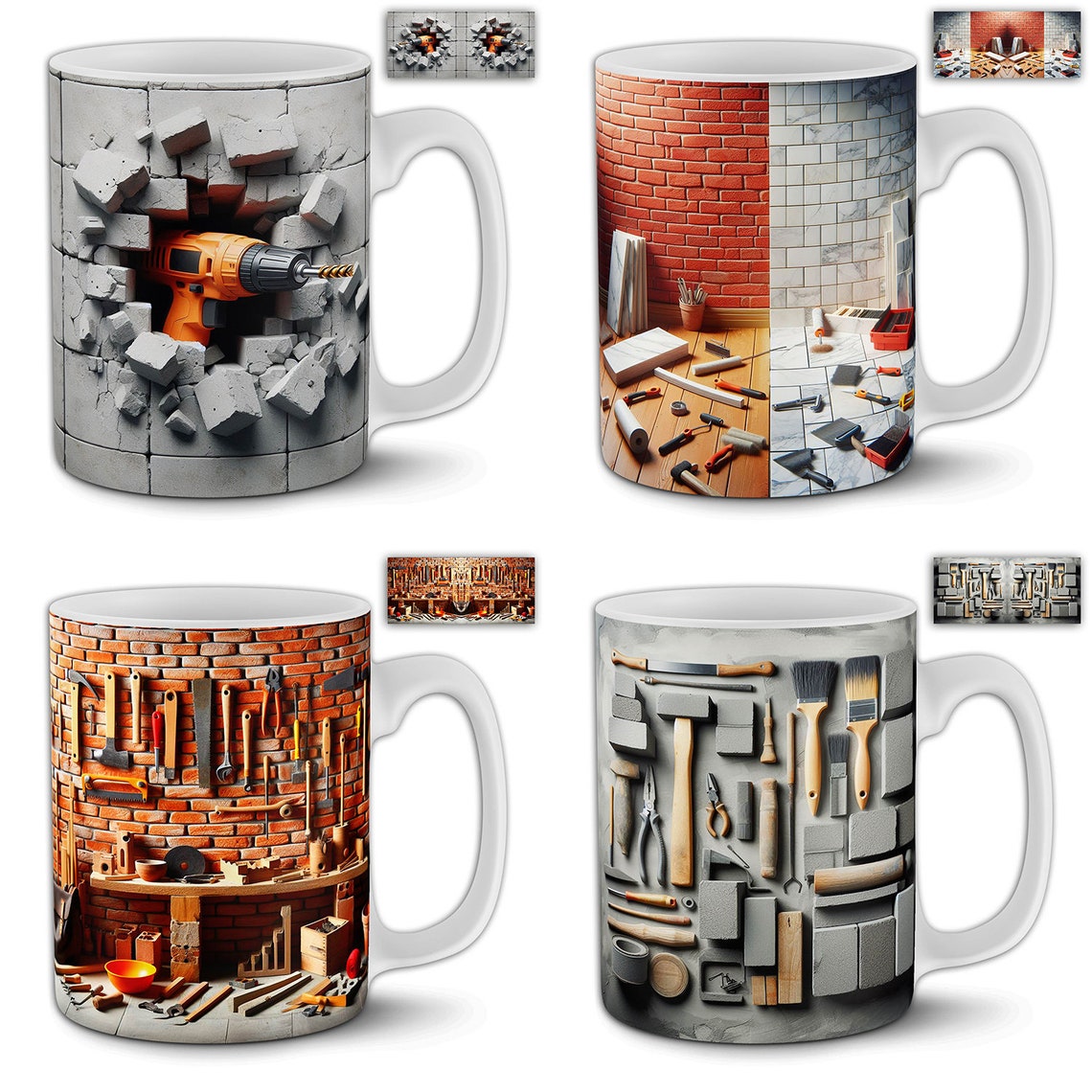15 Construction Tools Mug Design Bundle. 3D PNG Sublimation 11oz Mug ...